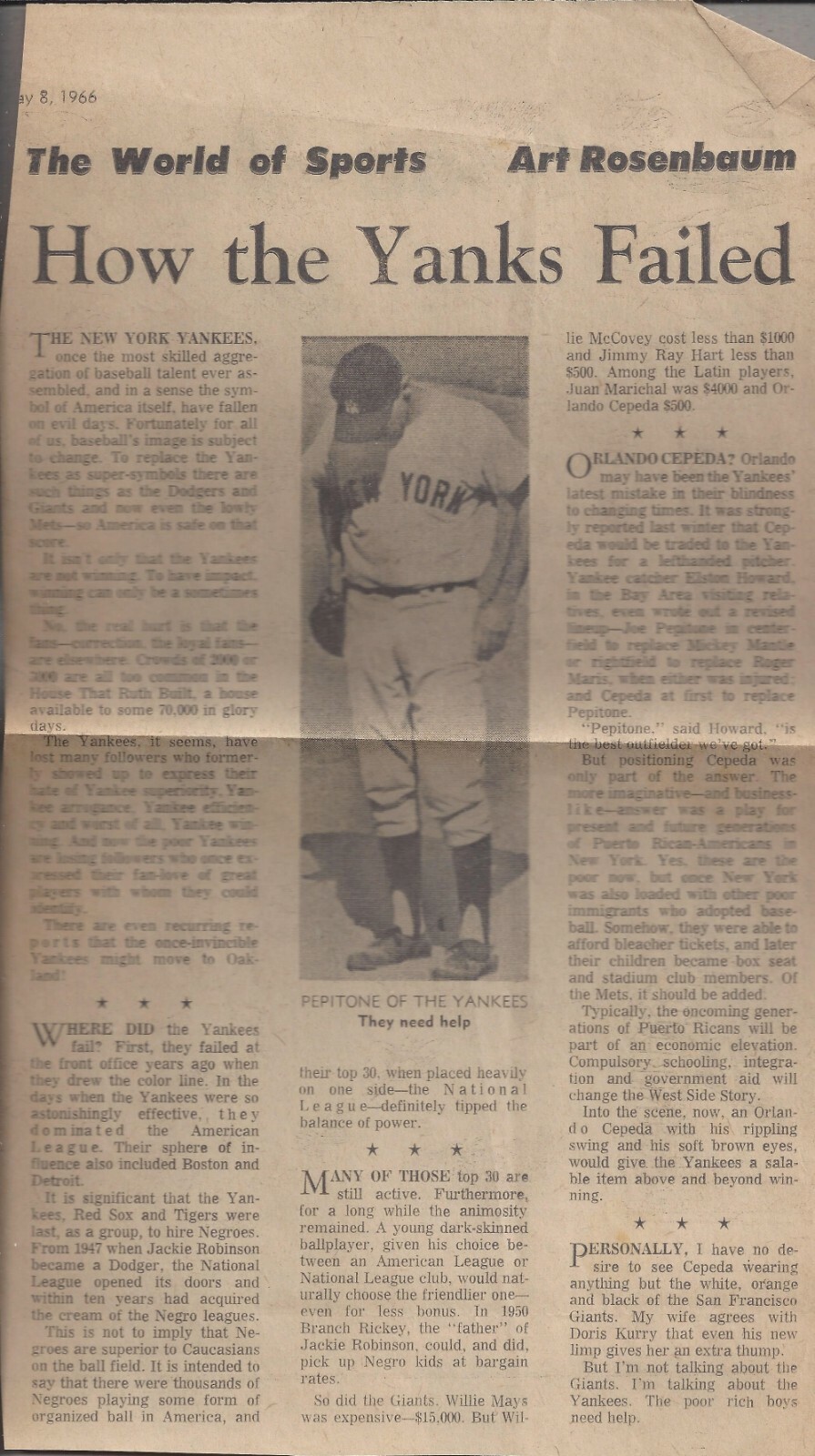 Vintage New York Yankees Yearbook 1964 + Newspaper Articles | eBay