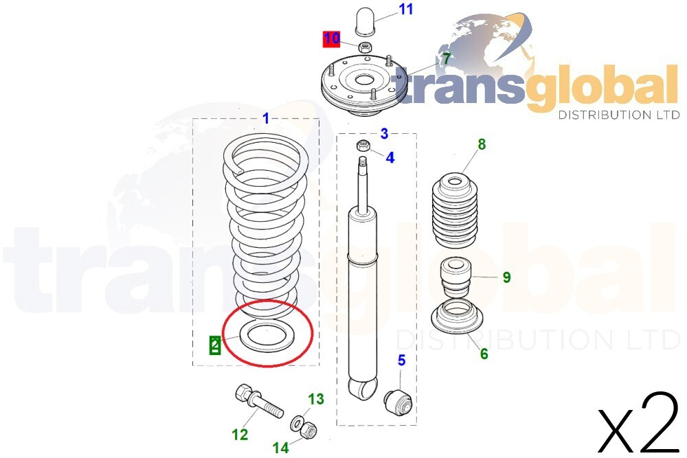 Front Coil Spring Packer x2 for Jaguar XK8 X100 GENUINE Jaguar ...