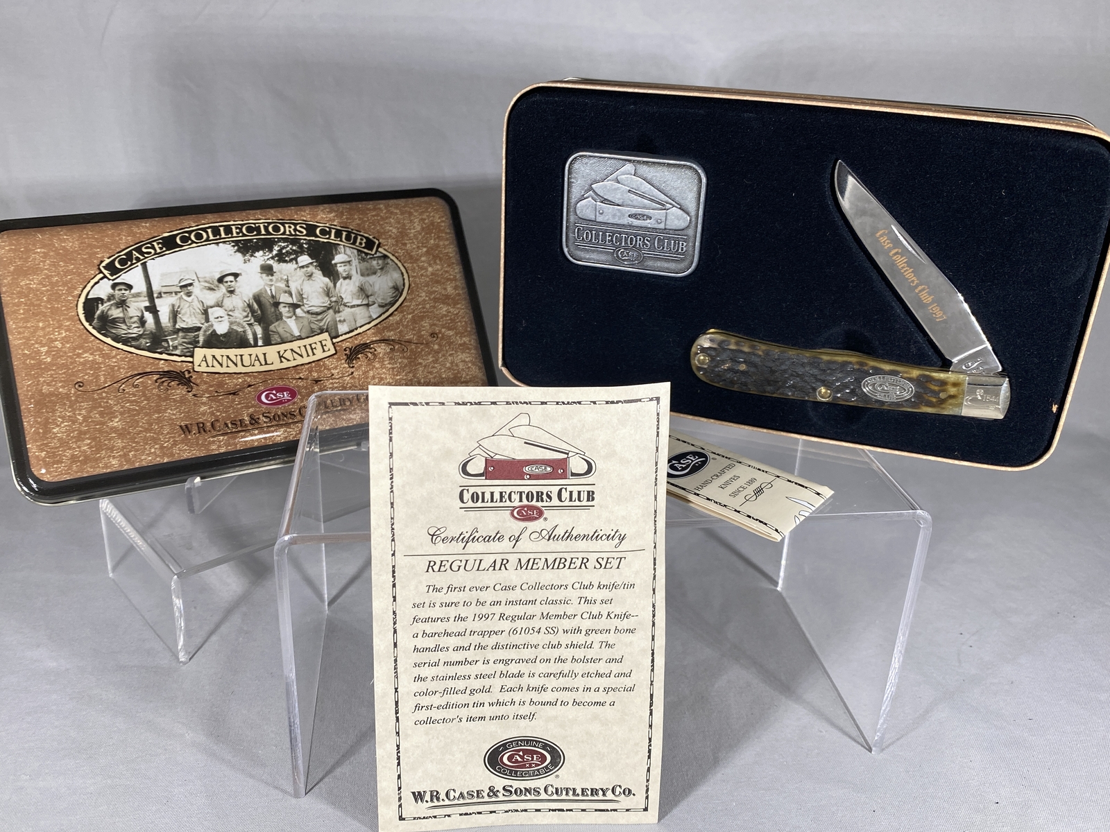1997 Case Xx 61054 Ss Collectors Club Green Bone Barehead Trapper Mint