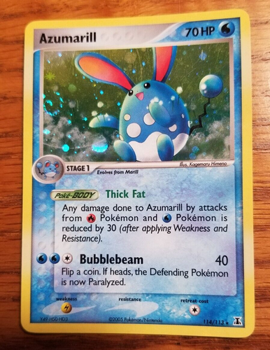 Pokemon AZUMARILL EX DELTA SPECIES 114/113 Secret Rare Holo WITH SWIRL ...