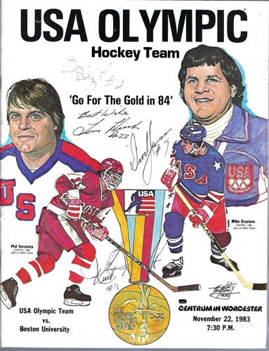 USA Olympic Hockey Team vs. Boston University Program, Nov 1983, Autographed | eBay