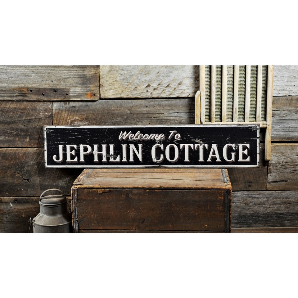 Custom Welcome To Cottage Sign - Rustic Hand Made Distressed Wood | eBay