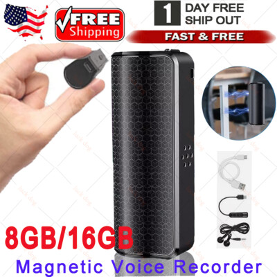 Voice Recorder 16G Digital Audio Magnetic Device Mini Sound Dictaphone ...