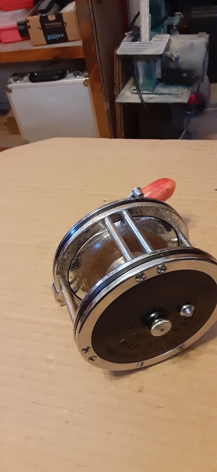 PENN 49 SUPER MARINER METAL SPOOL TROLLING FISHING REEL VINTAGE -RED ...