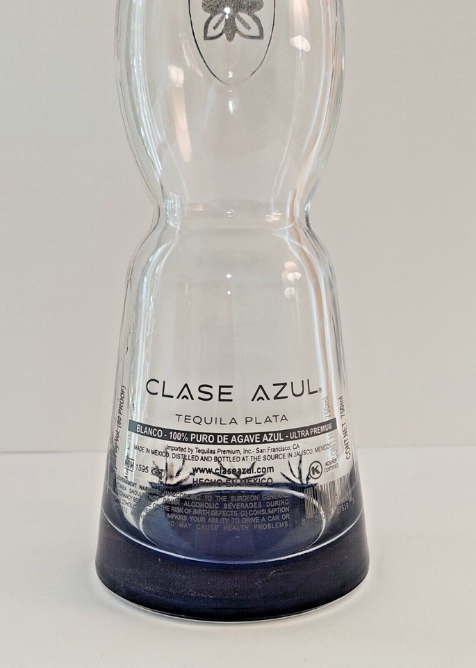 Class Azul Silver Tequila Bottle, Blue Bottom, 750ml Empty Bottle with ...