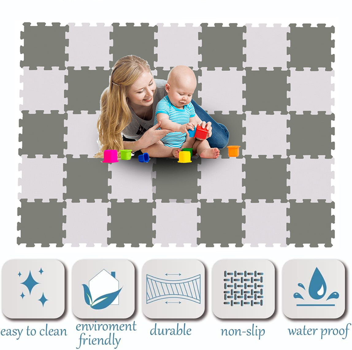 Interlocking Soft foam Play Mats For Children Baby Play Room Garden ...