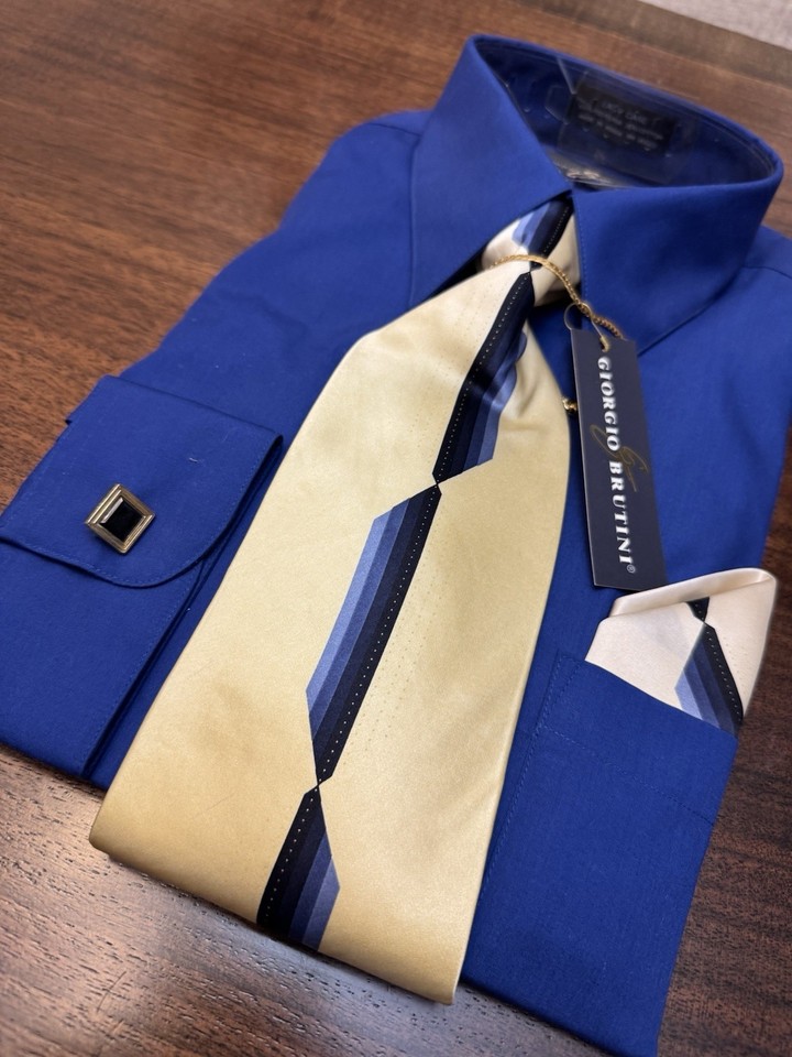 Giorgio Brutini Men’s Dress Button Up Long Sleeve Shirt With Tie New ...