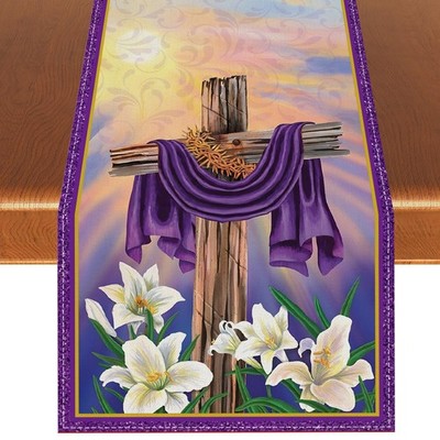 Happy Easter Table Runner He is Risen Tablecloth 13×72 inches, Purple ...