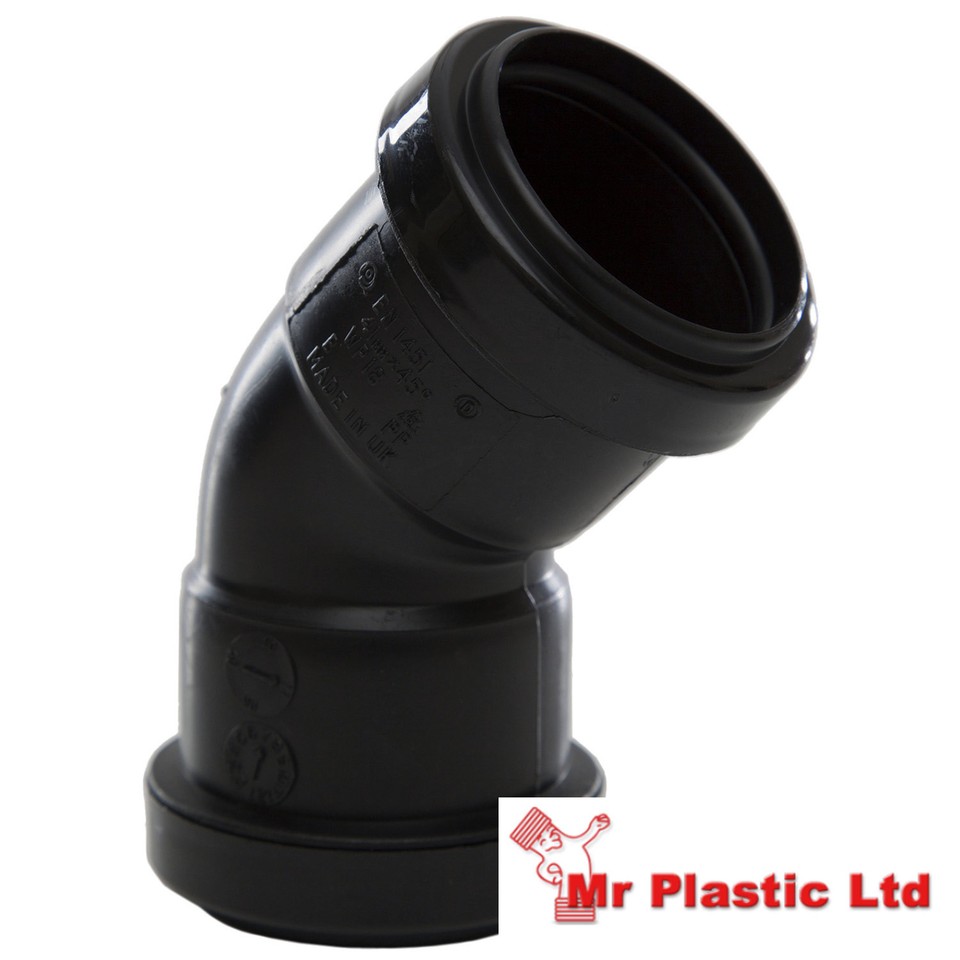 Polypipe 40mm Push Fit Waste Pipe Fittings in Black (actual size 41mm ...