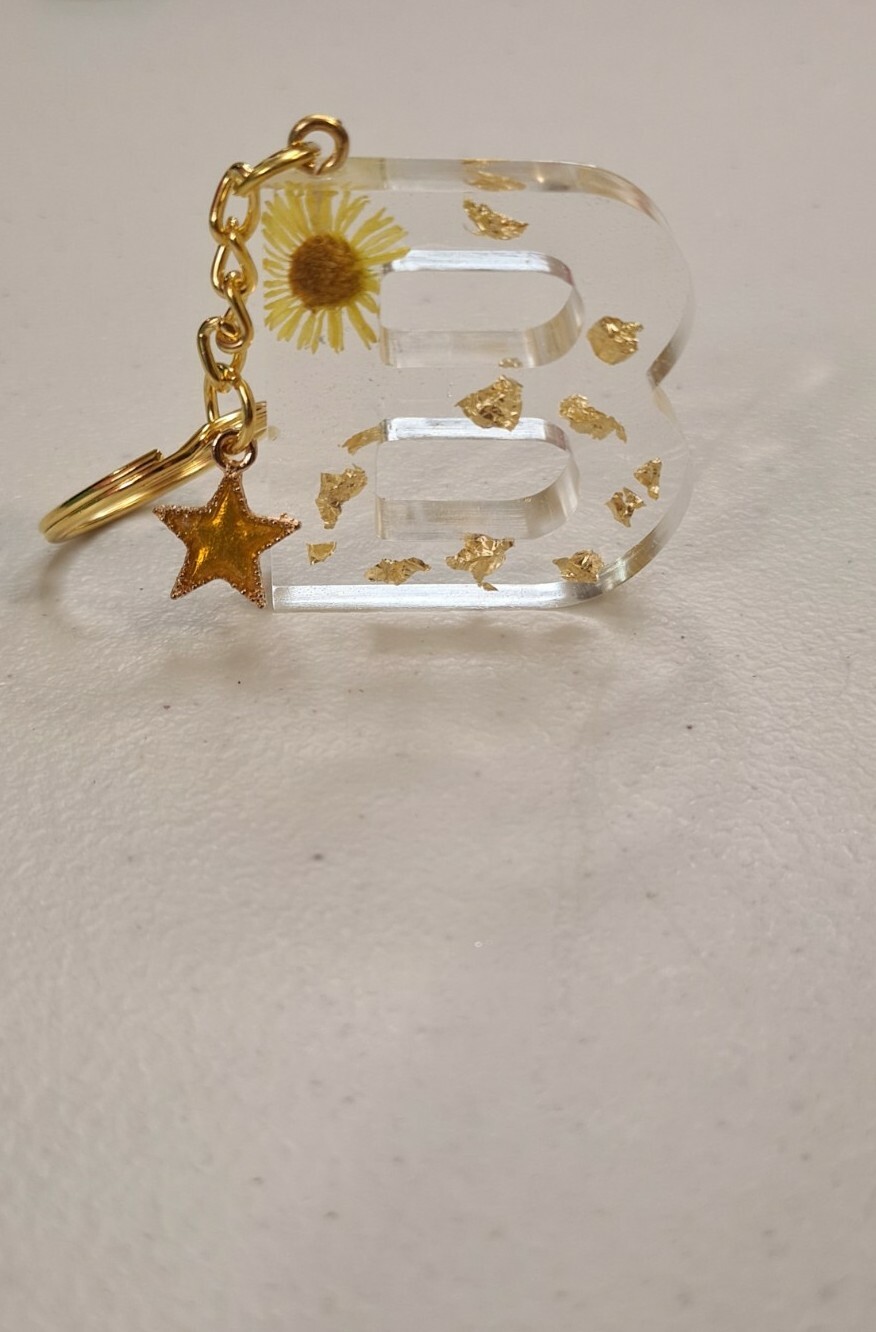 Handmade Resin Initial Letter B Keychain | eBay