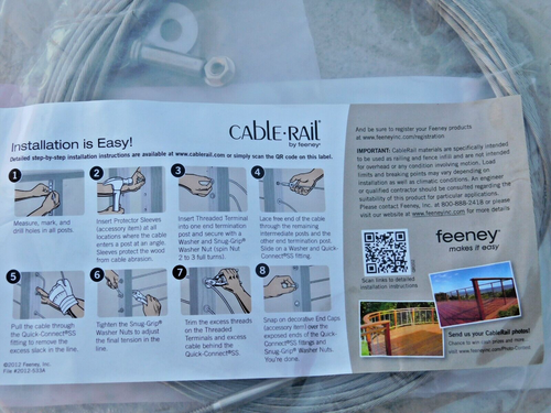 Feeney CR-6340-PKG Wood Cable Rail Assemblies - 1/8", 40' for sale ...