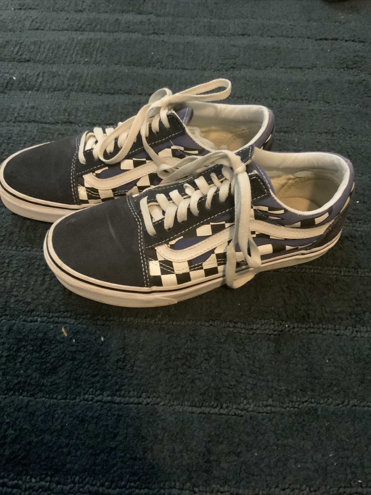 VANS Checkerboard Flame Blue Low Cut Sneakers Blue 50… - Gem