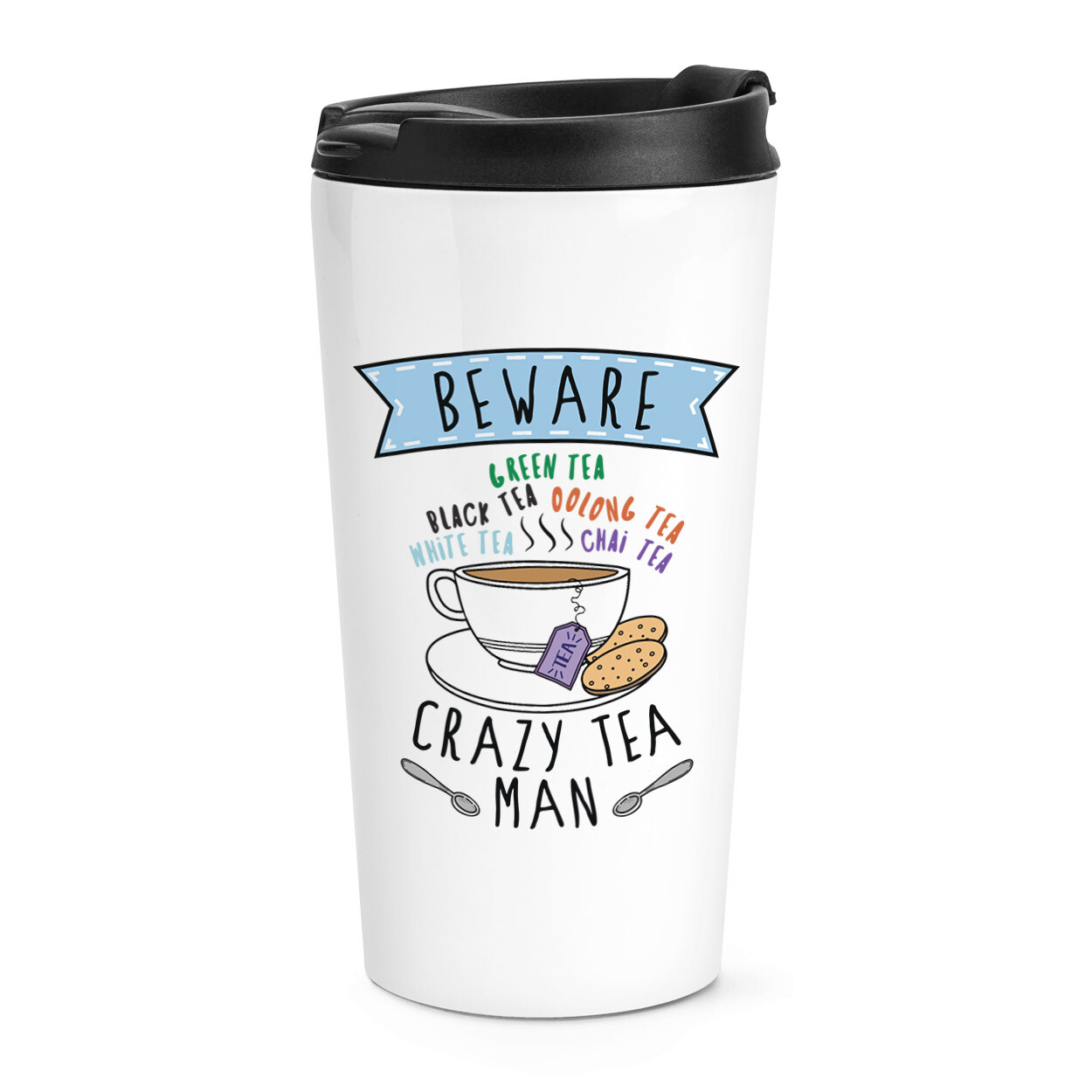 Beware Crazy Tea Man Travel Mug Cup Dad Fathers Day Boyfriend English ...