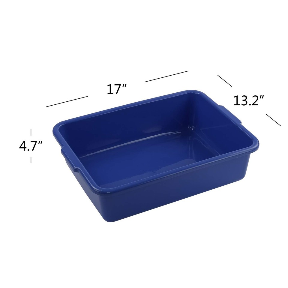 Plastic Rectangle Utility Bus Box Commercial Totes Tubs Blue 4 Packs | eBay