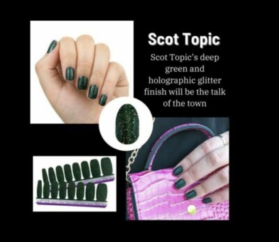 COLOR STREET Nail Strips RETIRED SCOT TOPIC ships free green glitter | eBay