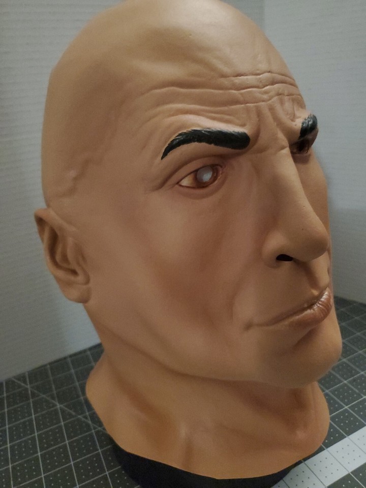 WWE Pro Wrestling The Rock Latex Halloween Mask Dwayne Johnson Black ...