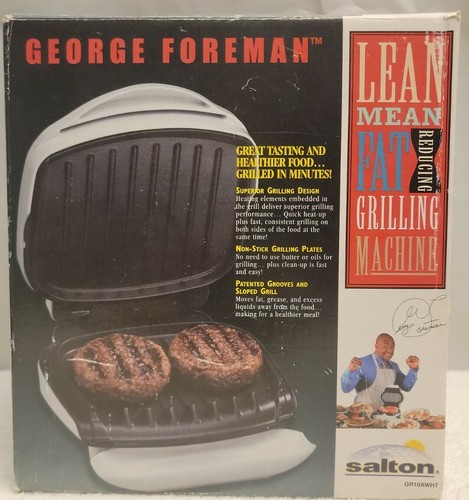 GEORGE FOREMAN GRILLING MACHINE, MODEL GR10AWHT LEAN MEAN FAT REDUCING ...