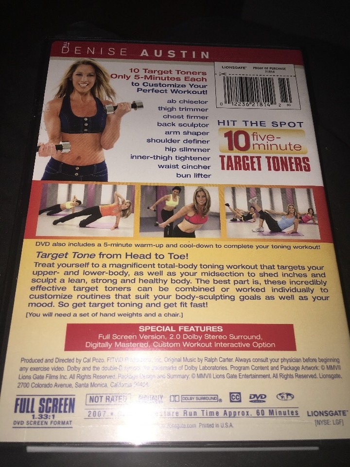 Denise Austin - Hit the Spot: 10-Five Minute Target Toners (DVD, 2007 ...