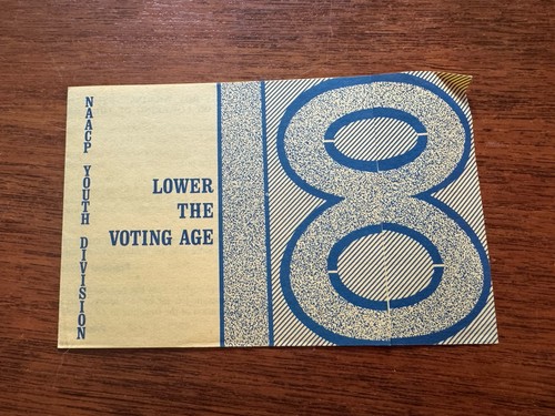 Vintage NAACP Youth Division Lower The Voting Age Black Civil Rights ...