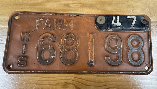 Wisconsin license plate 1945-6 W/47 tag | eBay