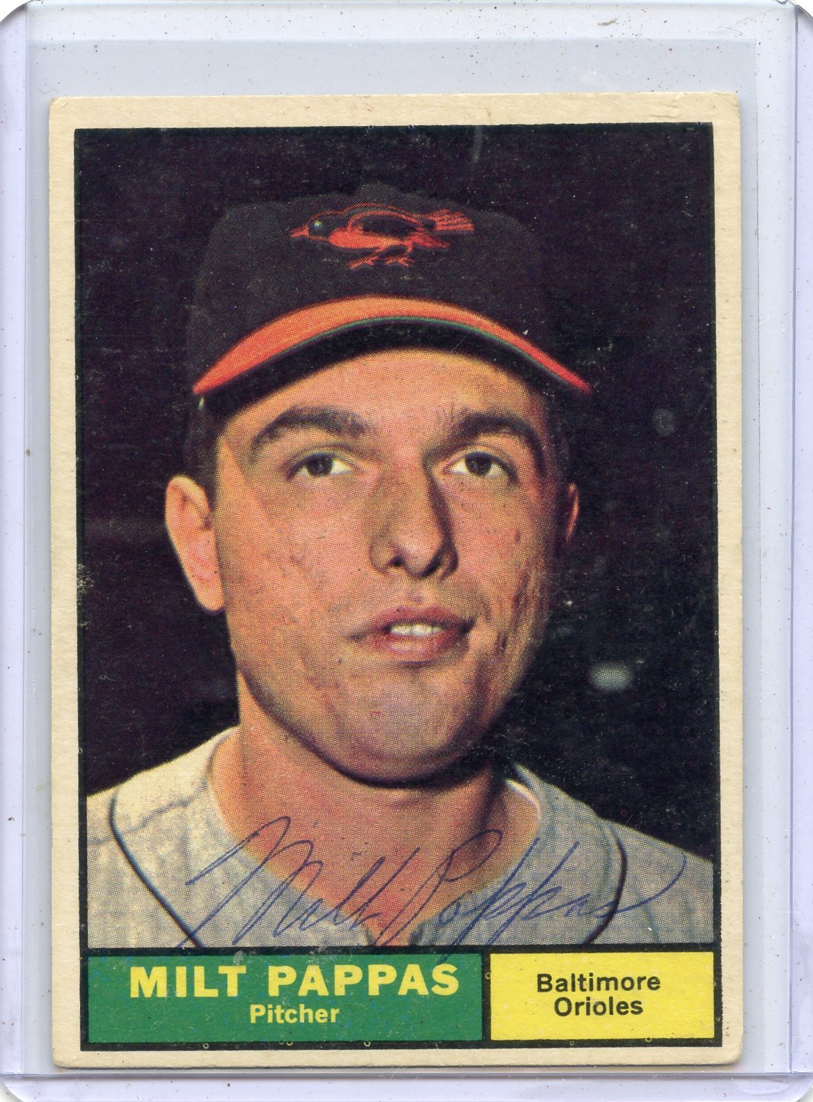 1961 TOPPS BASEBALL #295 MILT PAPPAS AUTOGRAPH, BALTIMORE ORIOLES ...