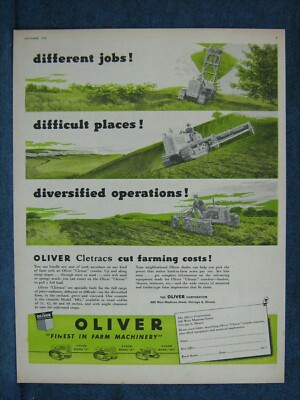 1949 Oliver Cletrac Ad ~ Shows Three Diff Jobs The Crawler Can Do | eBay