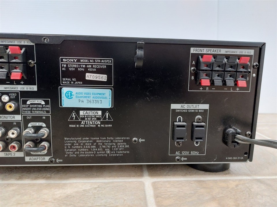SONY STEREO FM-AM RECEIVER MODEL STR-AV970X - FOR PARTS OR REPAIR ...