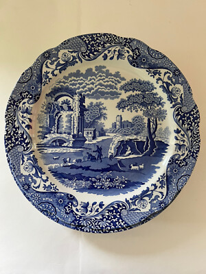 Spode Blue White Italian Village Design c 1816 Dinner Cake Plate 10.5 ...