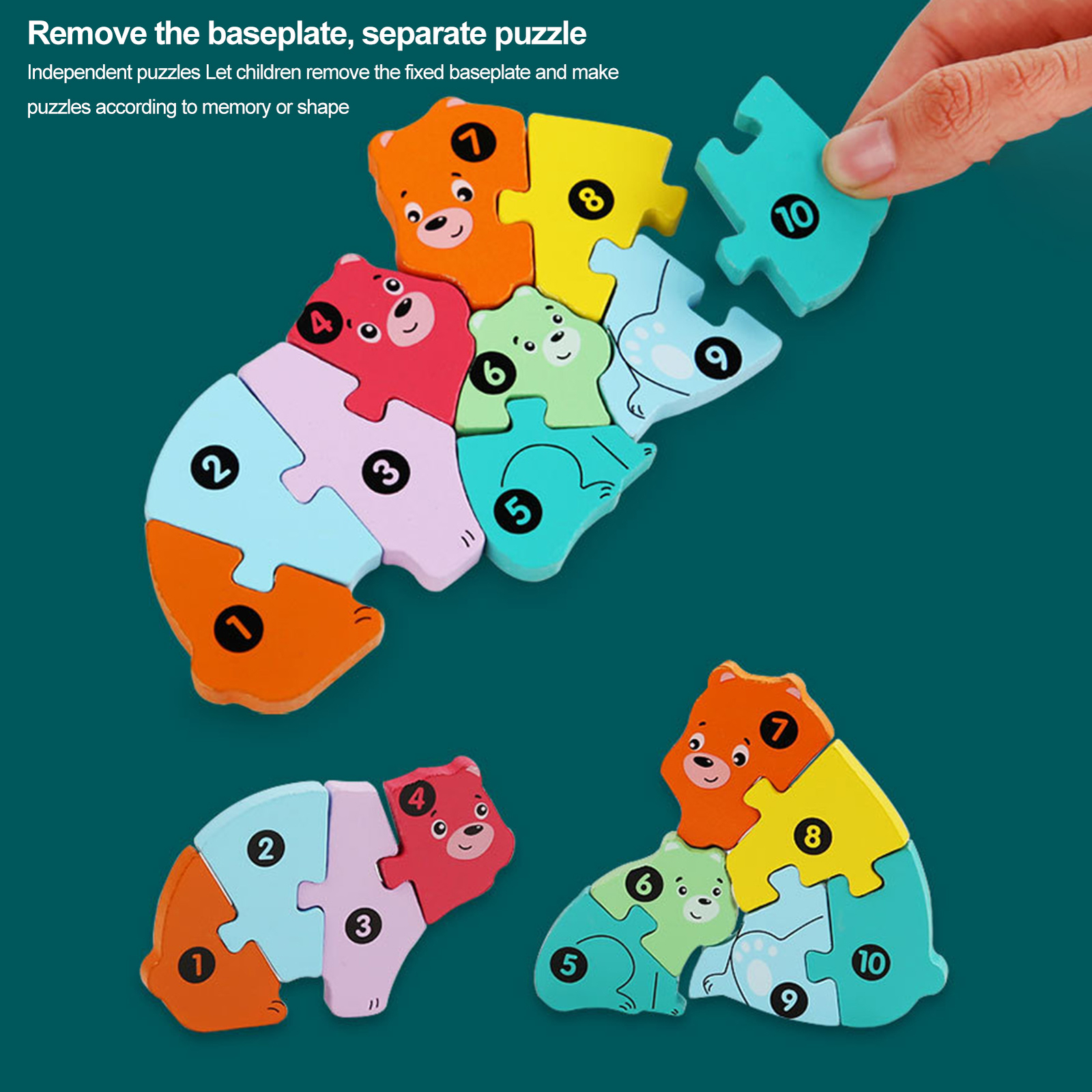 1 Set 3d Puzzle Colorful Intellectual Development Cartoon Animal Jigsaw ...