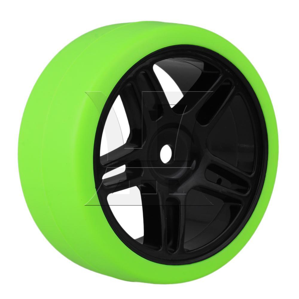 4Pcs Pentagram Plastic Wheel Rim & Green Drift Tires for RC 1:10 On ...