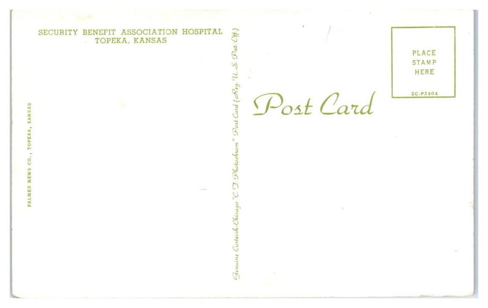 Security Benefit Association Hospital, Topeka, KS Postcard | eBay