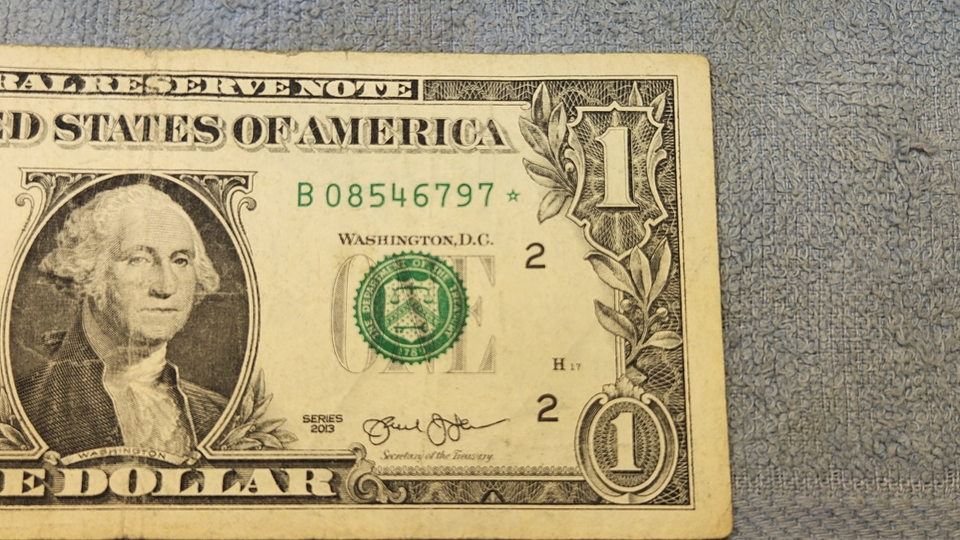RARE DUPLICATE 2013 Star Note, Fancy Serial Number $1 Bill B08546797 ...