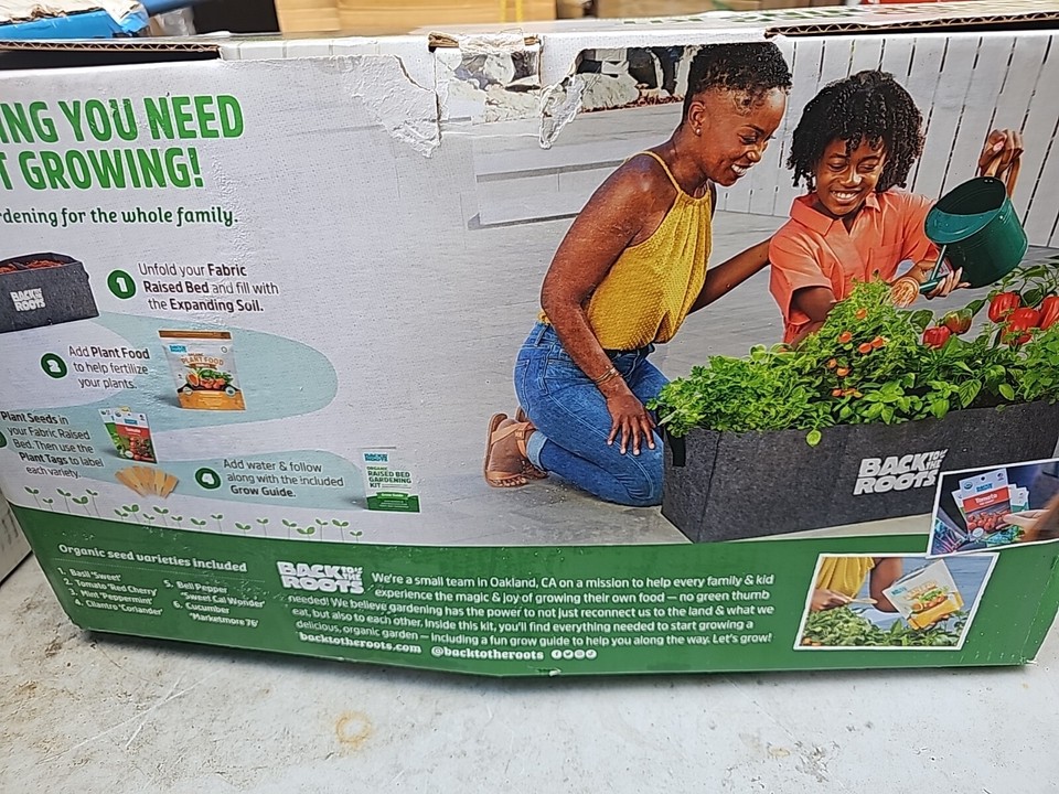 🍅 Back to the Roots Organic Raised Bed Gardening Kit with Soil,Seeds ...