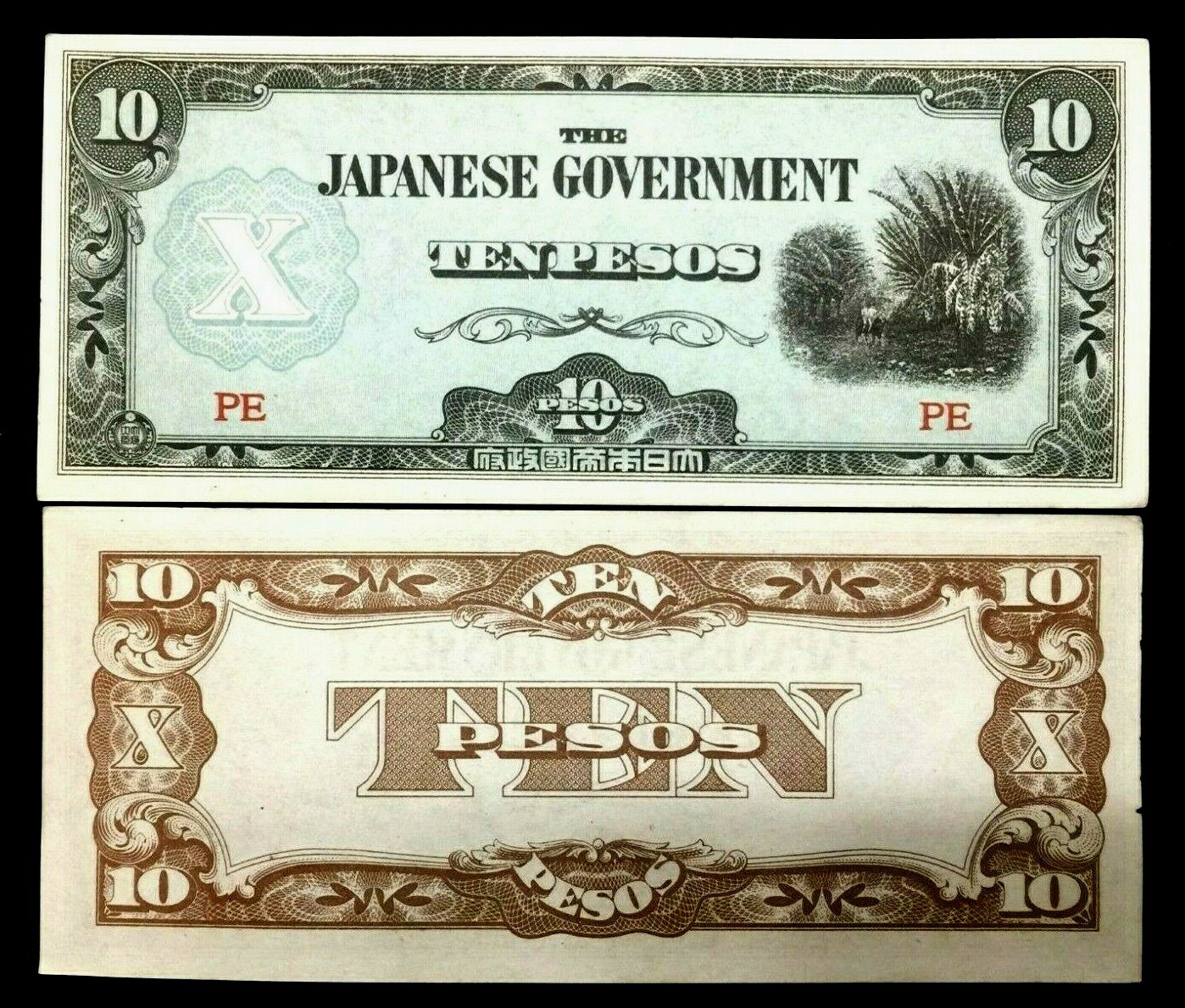 WWII Authentic - Japanese Government 10 Pesos Occupation Bill ...