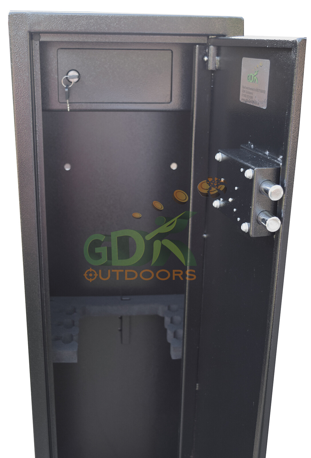 GDK X-LARGE 6 GUN CABINET, 6 SCOPED RIFLES, SHOTGUN & INNER AMMO SAFE ...