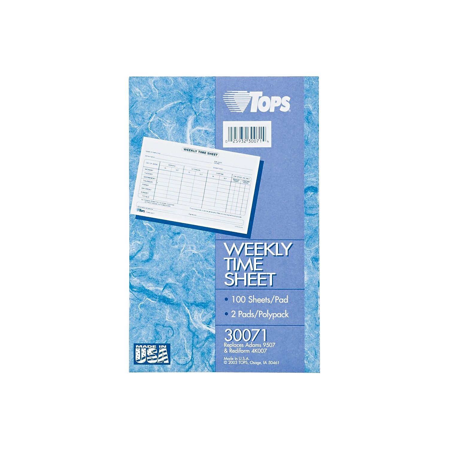 TOPS Weekly Employee Time Sheet 8.5 X 5.5 Inches 100 Sheets per Pad 2 ...