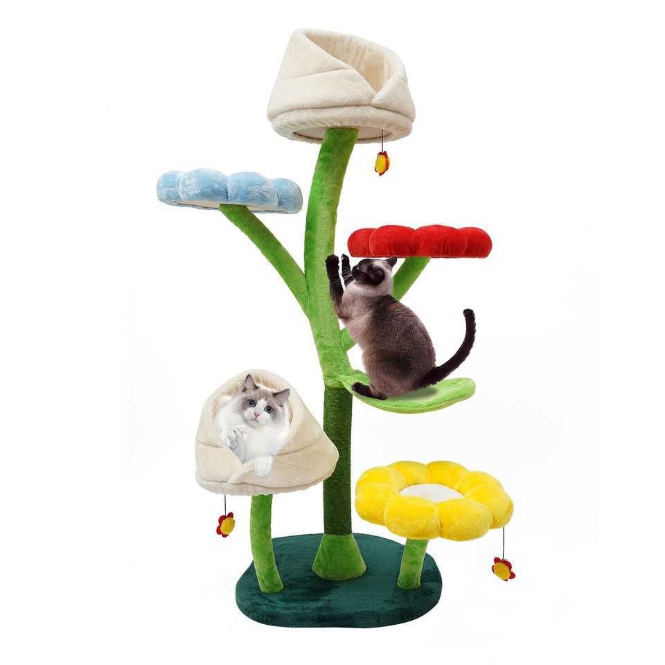 Large Cat Tree Multi-Level Tower Cat Furniture Climbing Frame Activity ...