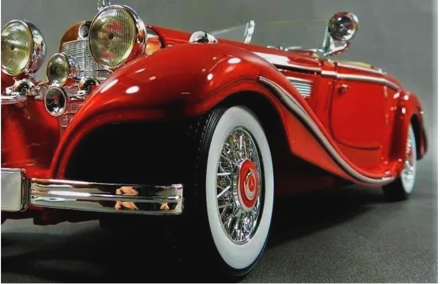 Mercedes-Benz 1930s 8Cyl Engine Spoke Wheel Rims1 1:18 Scale Metal Body ...