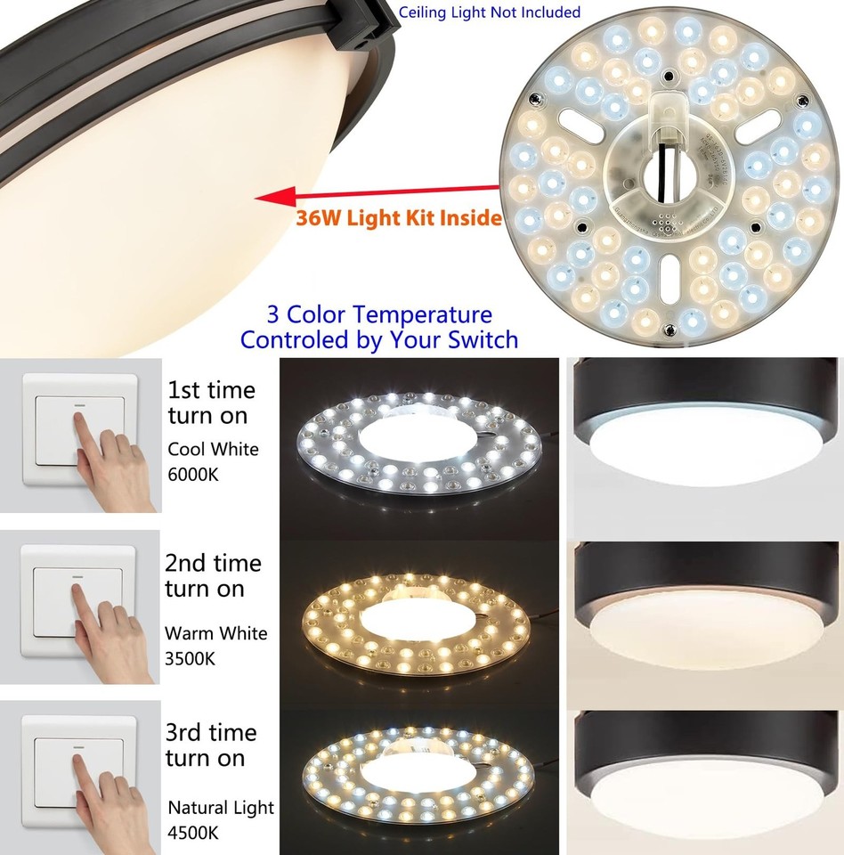 36W 6.4" Dimmable LED Light Engine Retrofit Kit for Ceiling Fan Light ...