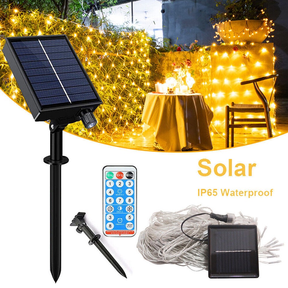 Solar Net Lights 200 LED 9.8Ftx6.6Ft Outdoor Net Mesh Lights 8 Modes ...