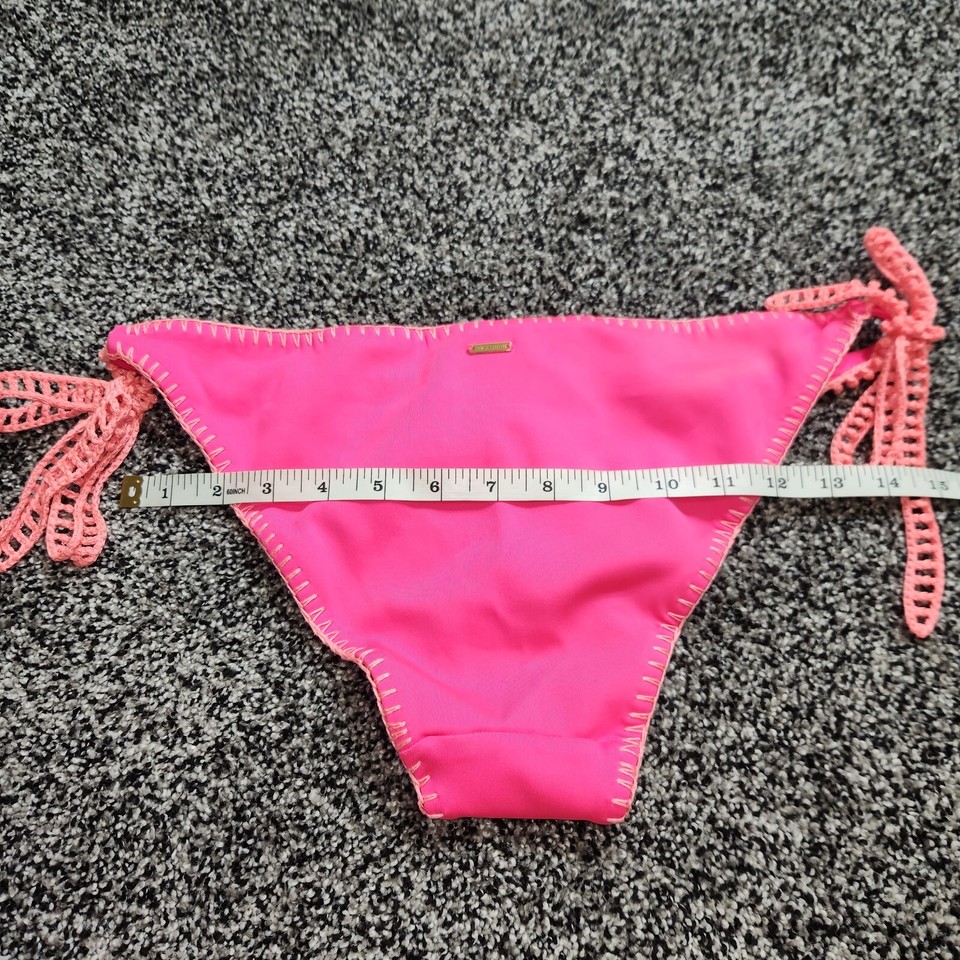 victorias secret bikini bottom Size Large Crochet Side Tie,Hot Pink Neon, Peach | eBay