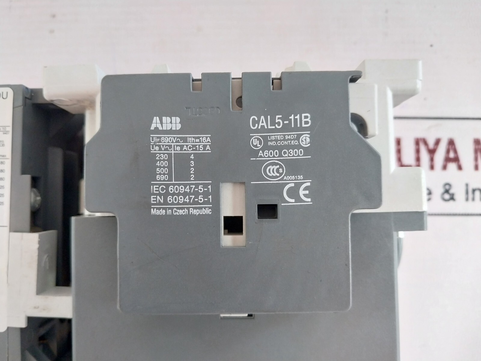 ABB TA75 DU Thermal Overload Relay + A 75 Contactor + CAL5-11B Contact ...