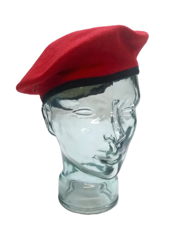 Rouge Army Béret Goldings GB Motif Laine / Soyeux Doublure & Petersham ...