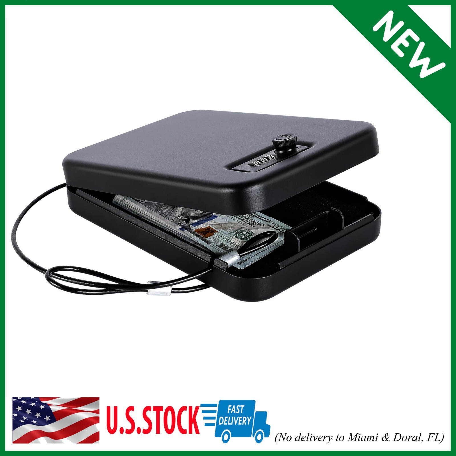 Car Gun Safe for Pistols, Gun Lock Box with Combination Lock, Handgun ...