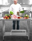 Kitchen Work Table Stainless Steel Adjustable Food Prep Table 24" 36 ...