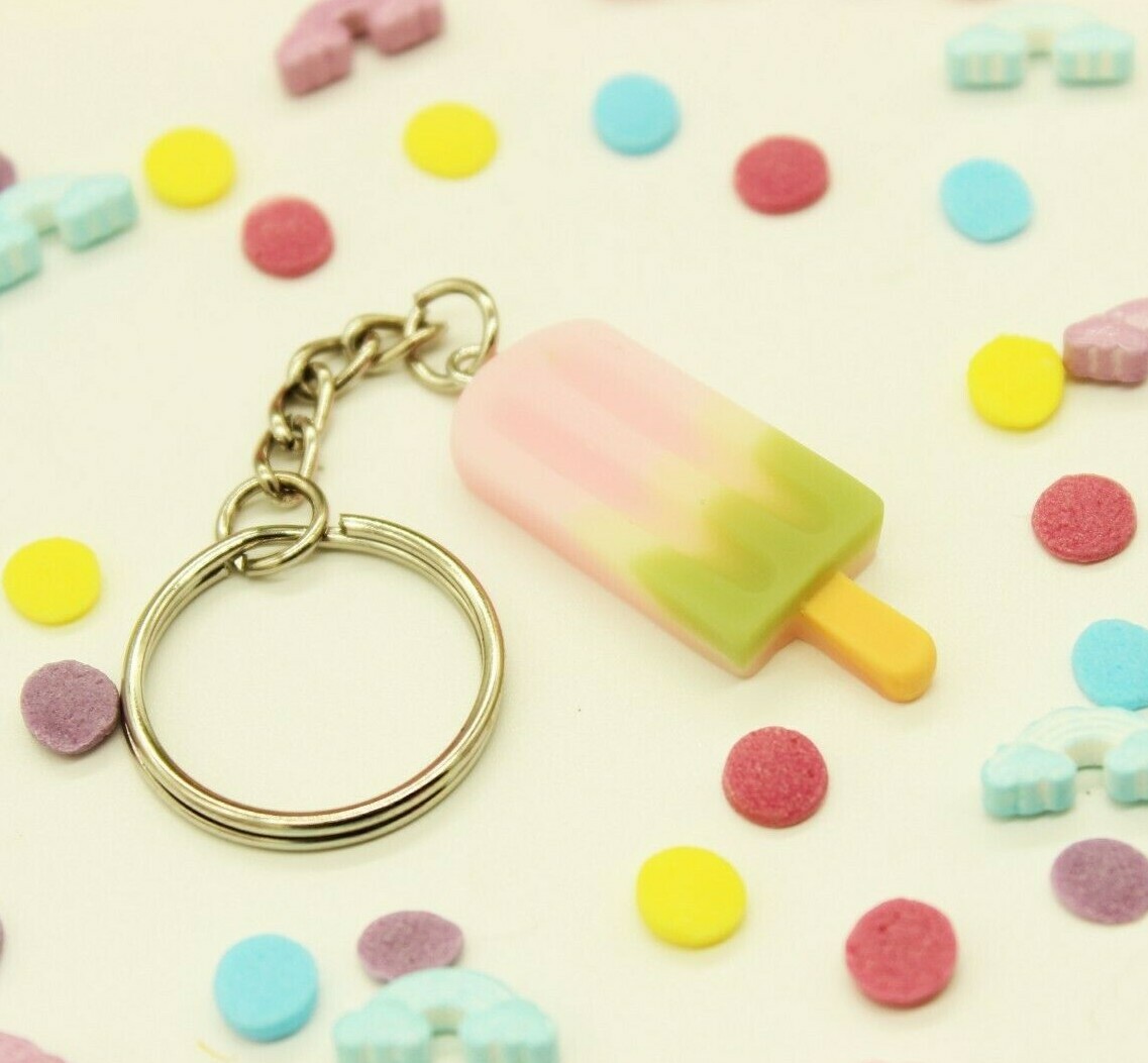 GREEN & PINK ICE BLOCK KEYCHAIN Car Keys Mini Summer Party Cute Sweet ...