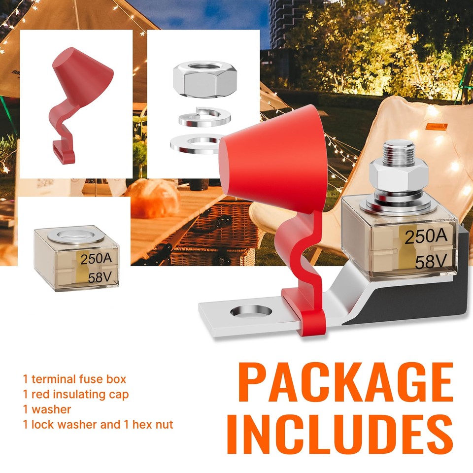 MRBF Terminal Fuse Block 250A 58V DC Battery Terminal Fuse Kit with 5/16" Stu... | eBay