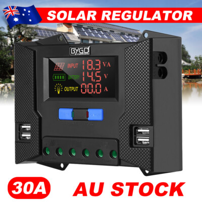 LCD Solar Panel Charge Controller Regulator DC 12V/24V Auto USB 30A ...