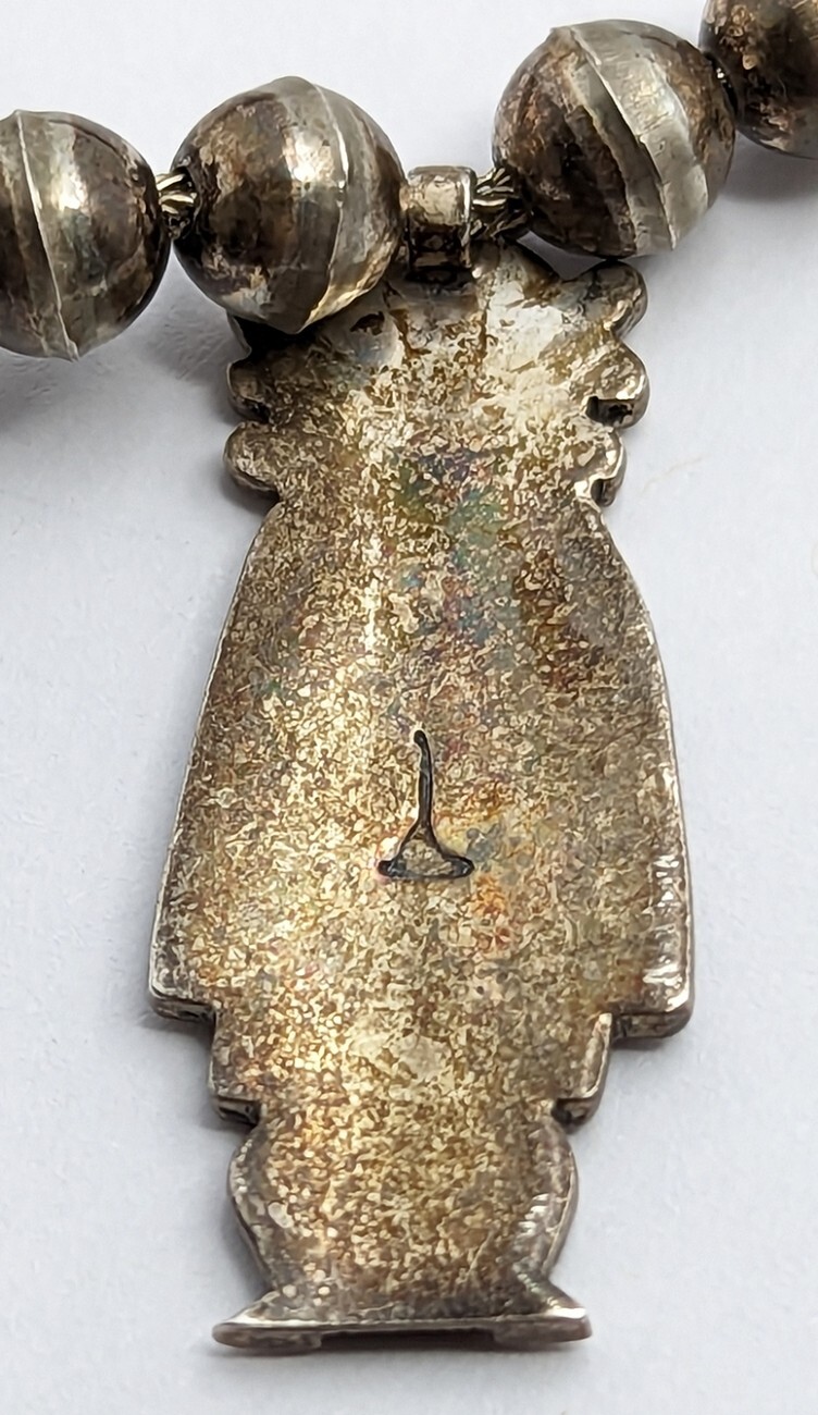 1970s-80s Hopi Silver Overlay Kachinas Necklace by Ma… - Gem