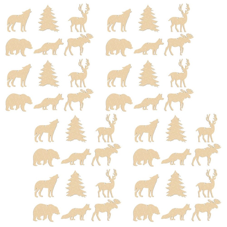 60 Pcs Craft Wood Pieces Animal Crafts for Kids Animal-shaped Ornaments ...